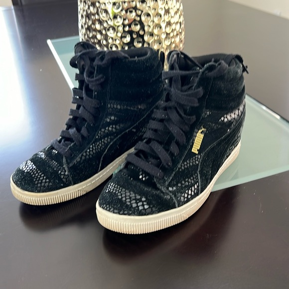 Puma | Shoes | Puma Hightop Wedge Snakeskin Women Black Size 8 | Poshmark